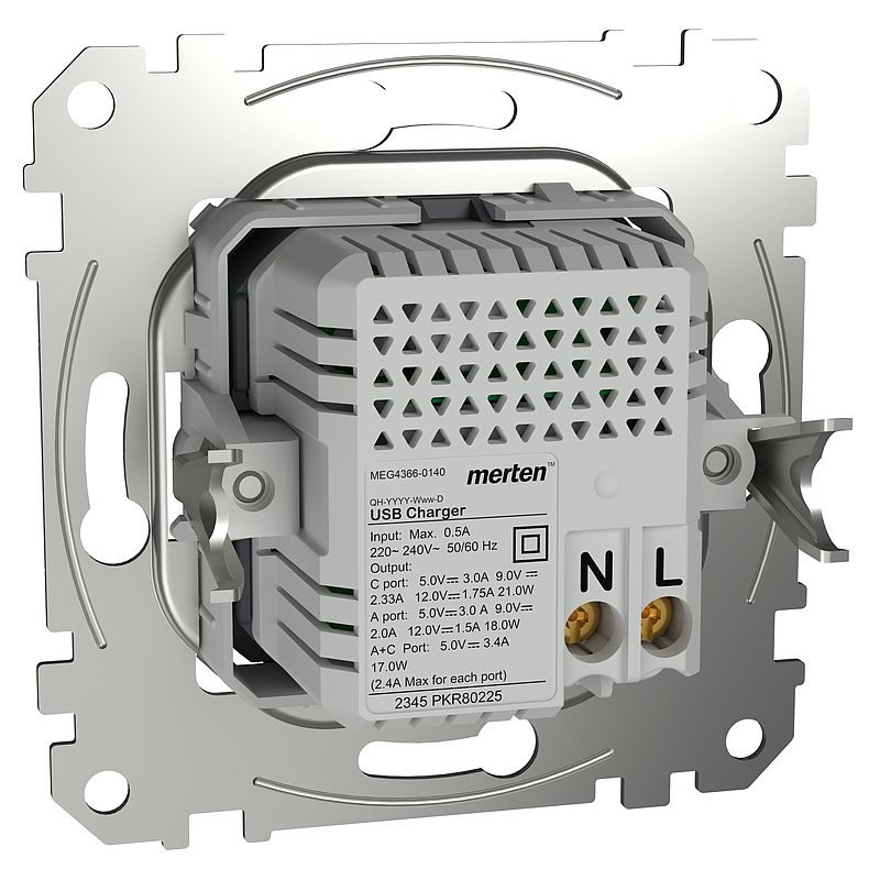 USB Ladestation-Einsatz Typ A+C mit Power-Delivery-Technologie und 21W ...